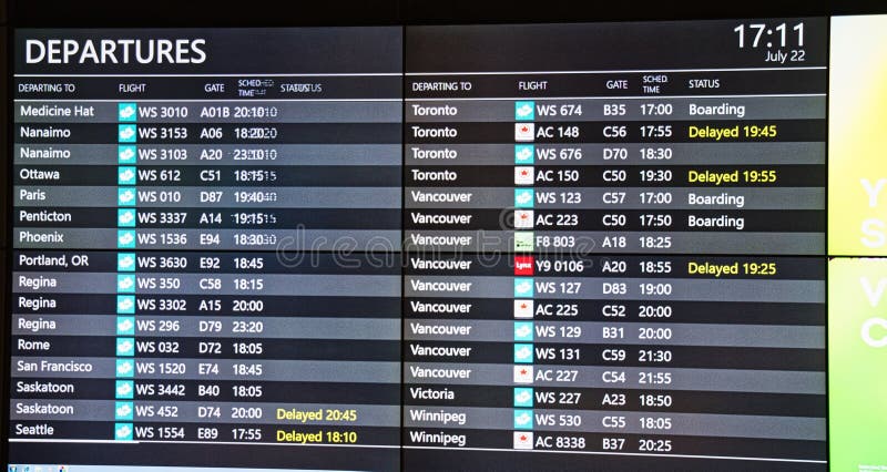 Departures Board Display at the Airport Editorial Stock Photo - Image ...
