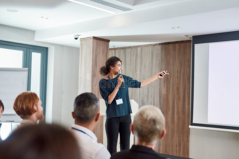 Speaker Pointing Screen Conference Workshop Stock Photos - Free ...