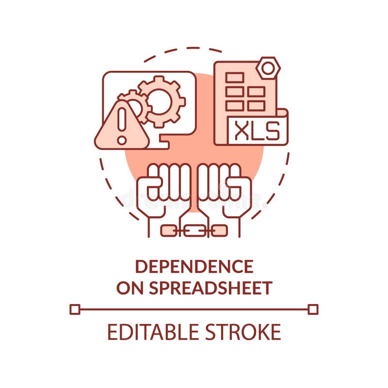 Dependence on Spreadsheet Red Concept Icon Stock Vector - Illustration ...
