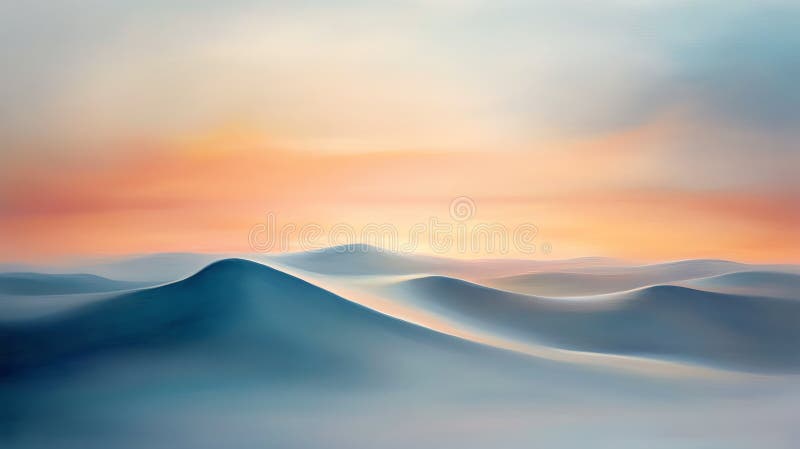 Depict an Abstract Painting of Smooth, Rolling Sand Dunes Under a Soft ...