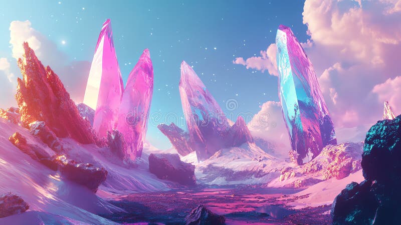 Depict an Immersive 3D Landscape Where a Flat, 2D Sky Contrasts with ...