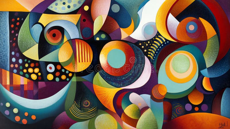 Depict a Joyful Abstract Composition Filled with Bright, Swirling ...