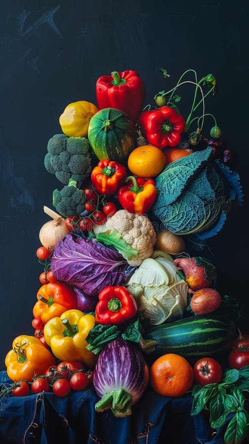 Depict a Mesmerizing Still Life of an Assortment of Colorful Vegetables ...