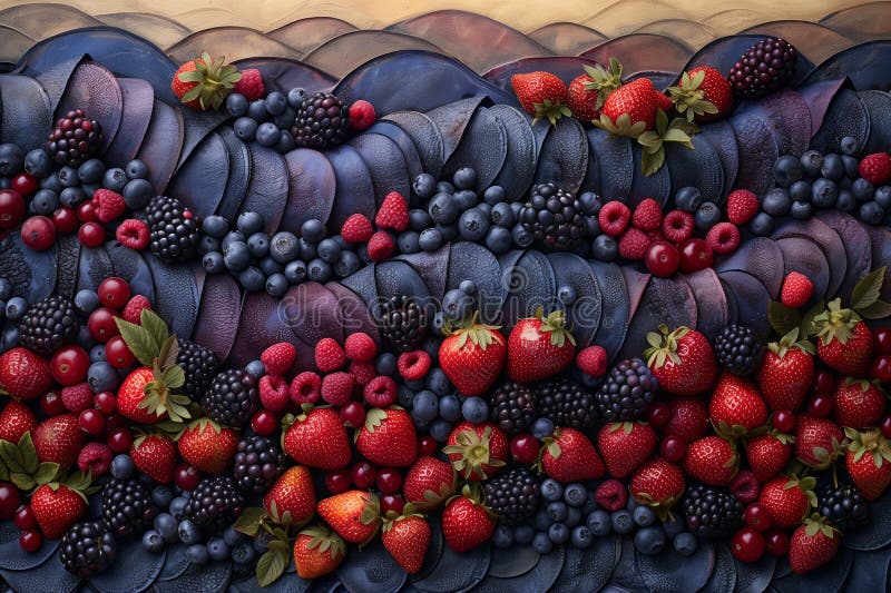 A Variety of Vibrant, Fresh Berries Artistically Arranged on a Textured ...