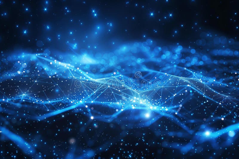 Depicting a Abstract Dark Blue Background with Glowing Connections and ...