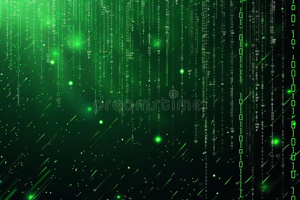Depicting a Abstract Green Digital Background with Binary Code Illustration, Dark Green ...