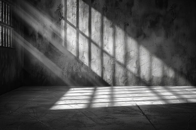 Depicting a Abstract Shadow of Prison Bars on a Concrete Wall ...