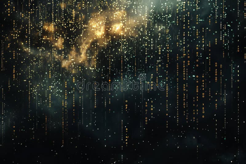 Depicting a Black Background, Digital Rain of Numbers Falling from the ...