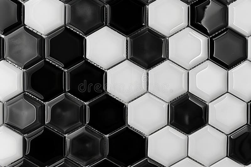 Depicting a Black and White Honeycomb Pattern of Hexagonal Tiles, Tile ...