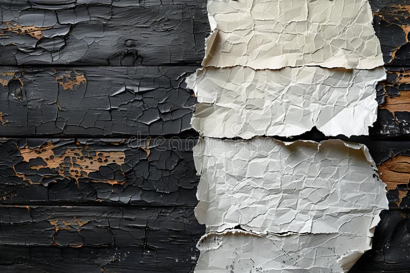 Depicting a Black and White Paper Tear on the Right Side of Blank ...