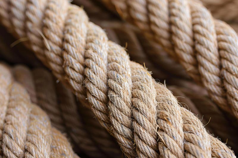 Depicting a Close-up Shot of Thick, Heavy Rope with Multiple Strands ...