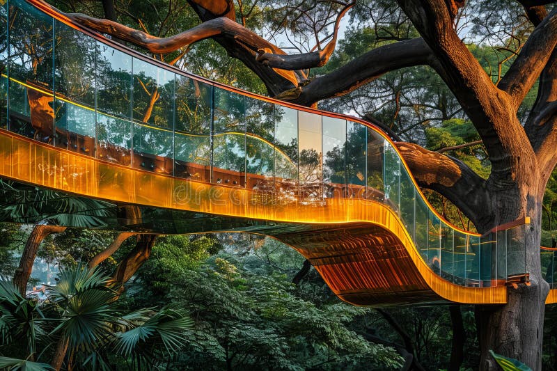 Depicting a Glass Walkway Crossing the Tree Canopy, High Quality, High ...