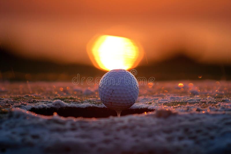 Depicting a Golf Ball Holed Up at Sunset, High Quality, High Resolution ...
