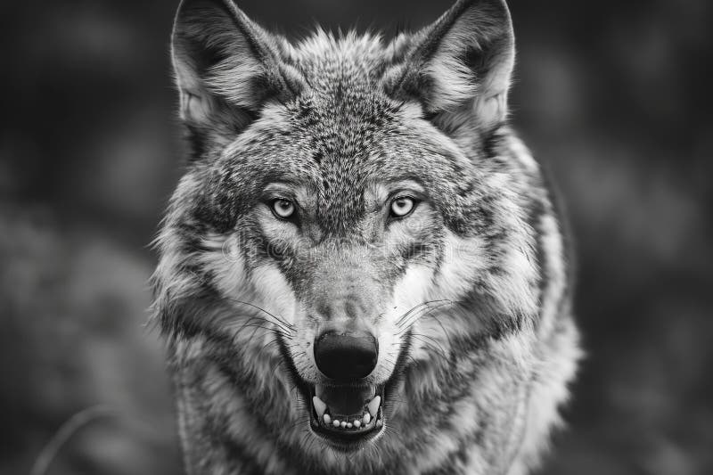 Depicting a the Grey Wolf is in Black and White, High Quality, High ...