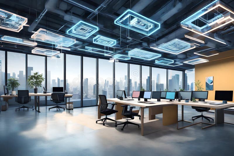 Depicting an Idealized Digital Office Space Stock Illustration ...