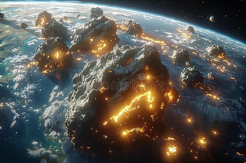 Depicting a Large Asteroid is Approaching Earth, Ready To Hit it. the ...