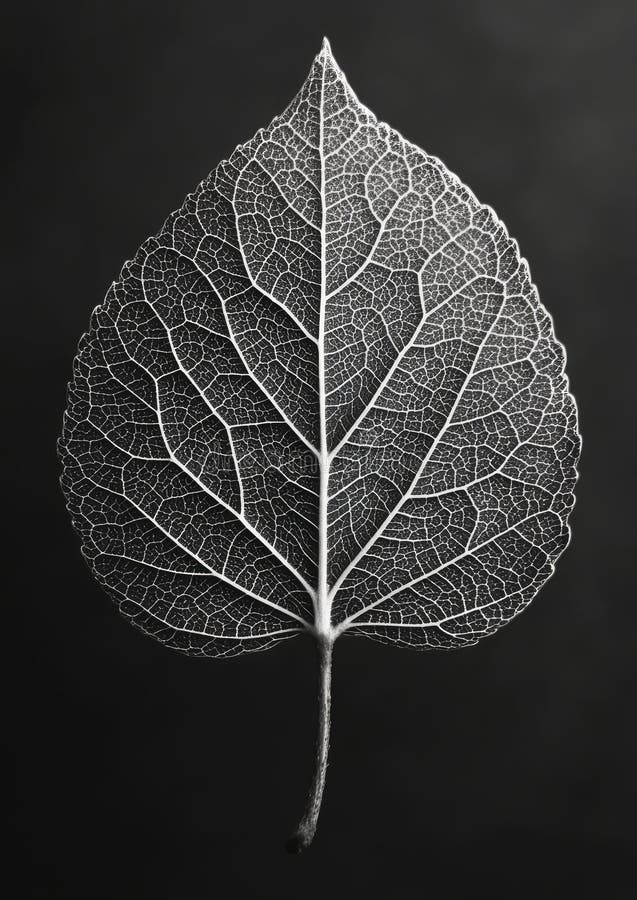 Detailed Black White Illustration Leaf Intricate Vein Patterns Stock ...