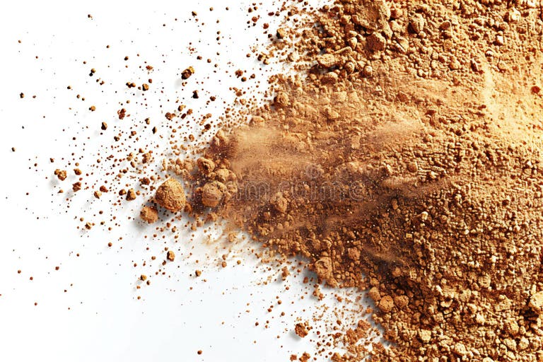 Depicting a Lightly Brown Sand Powder Splashed on a White Background ...