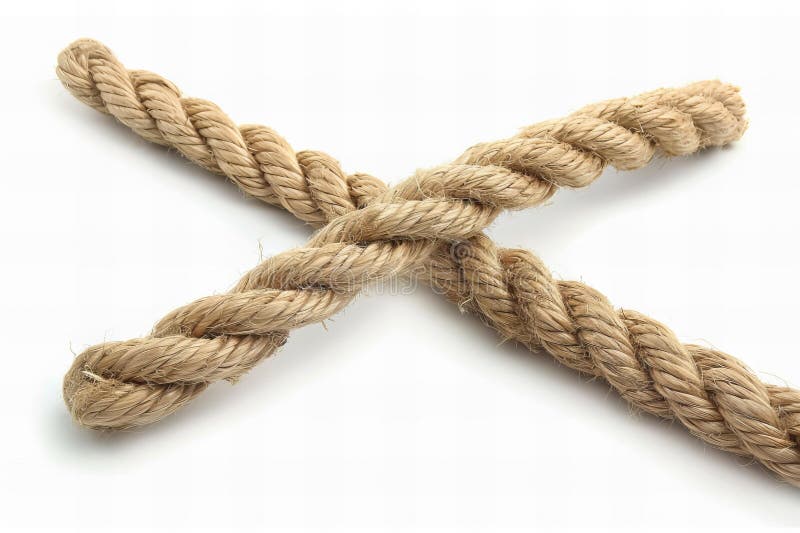 Depicting a Long Brown Rope on a White Background, Isolated with a ...