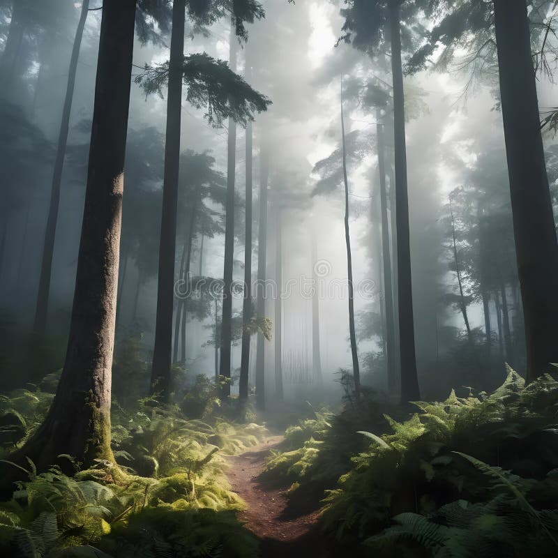 Depicting a Forest Landscape with Tall Trees High Quality Stock Image ...