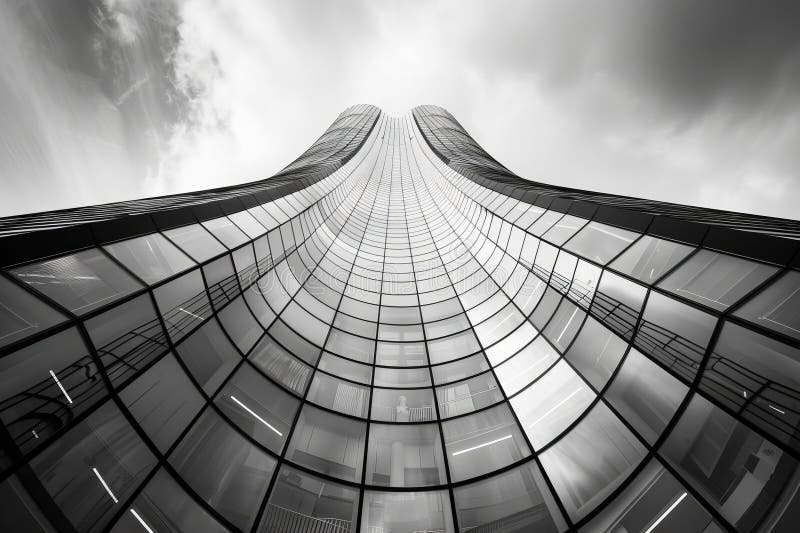 Depicting a Modern Glass Skyscraper with a Circular Shape, High Quality ...