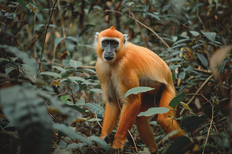 Depicting a Monkey in the Forest Stand Ear To Ear, High Quality, High ...