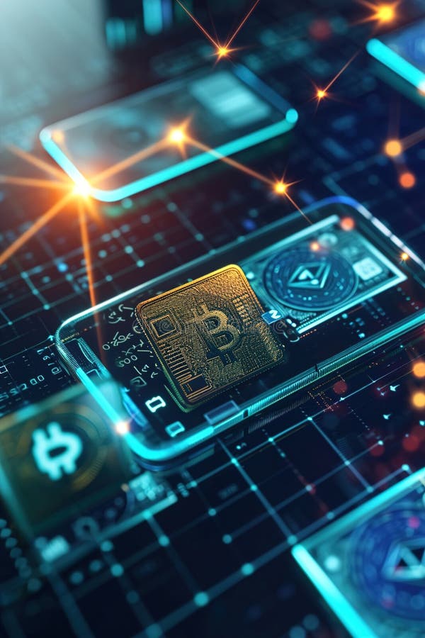 Depicting Secure Digital Wallets and Cryptocurrency Transaction Stock ...