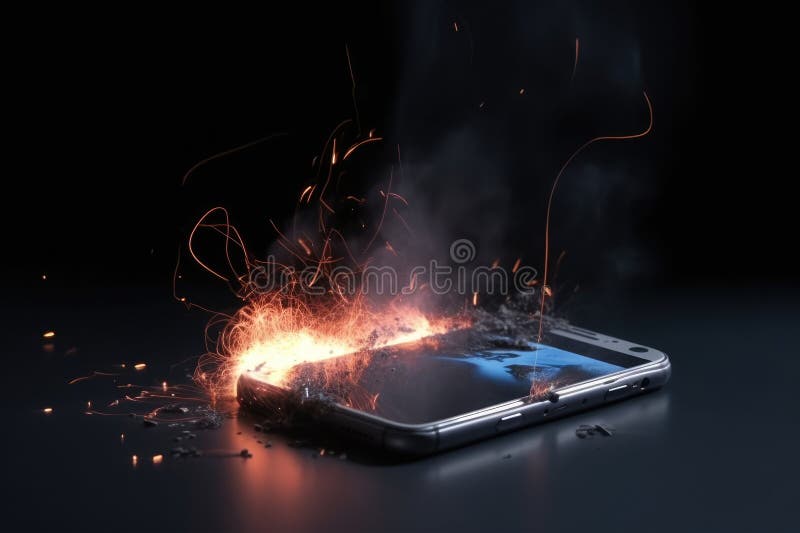 Smartphone is Shown Engulfed in Flames Stock Photo - Image of dangers ...