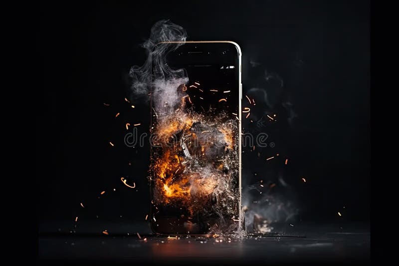 Smartphone is Shown Engulfed in Flames Stock Photo - Image of dangers ...