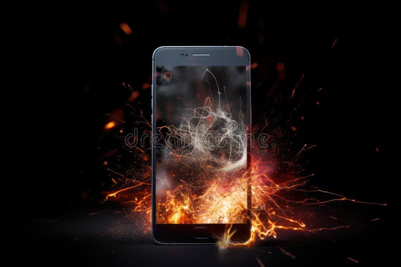 Smartphone is Shown Engulfed in Flames Stock Illustration ...