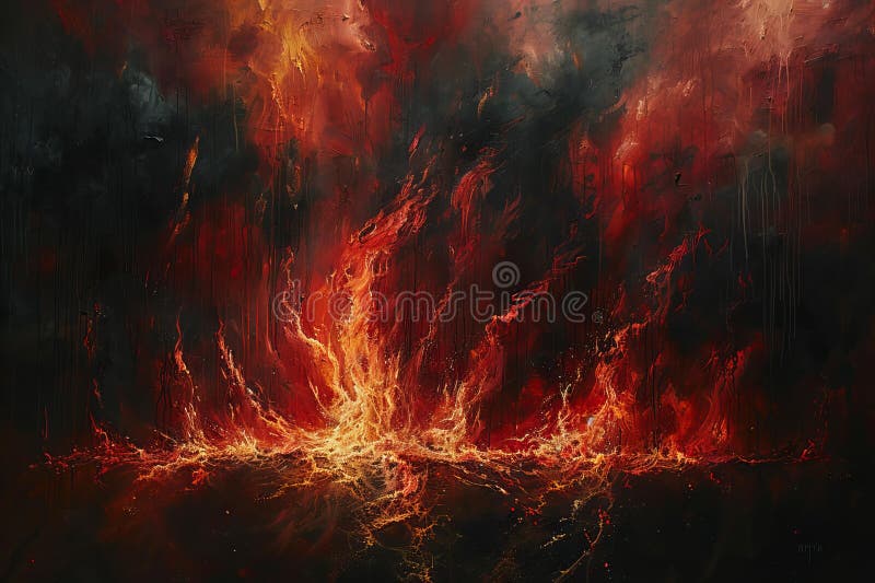 Depicting a on Some Dark Background, a Large Flame is Shown, High ...
