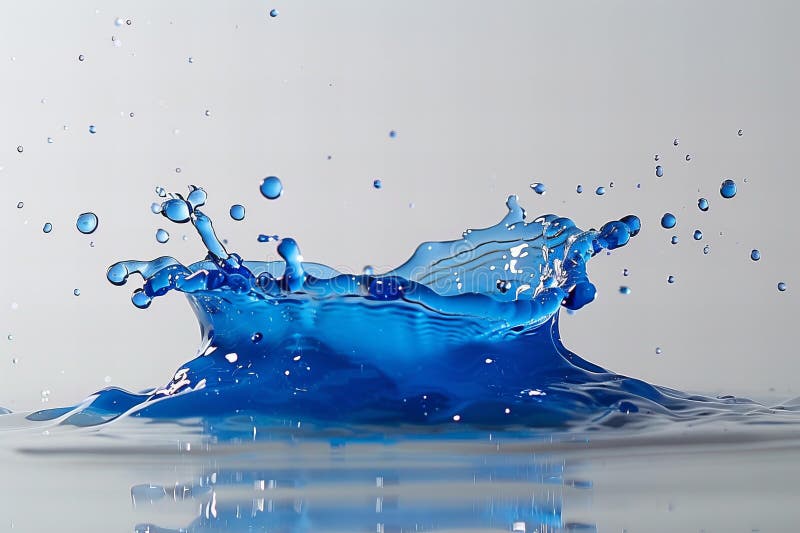 Depicting a White Background Shows a Blue Liquid Drop Splashed Across ...
