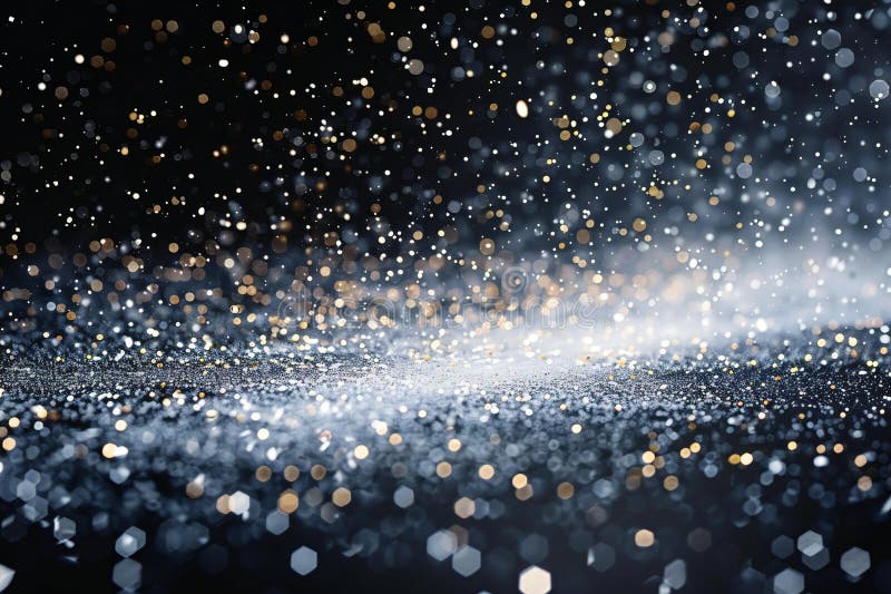 Depicting White Glitter Particles on Black Background Stock ...