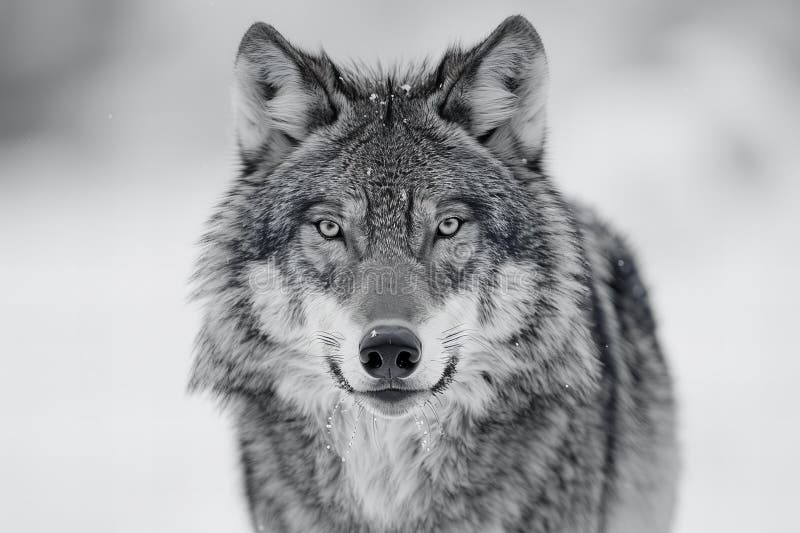 Depicting a Wolf Howling at the Camera in Black and White Stock ...