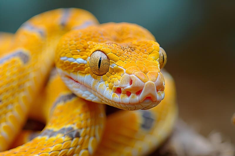 Depicting a Yellow Colored Snake with Black Stripes, High Quality, High ...