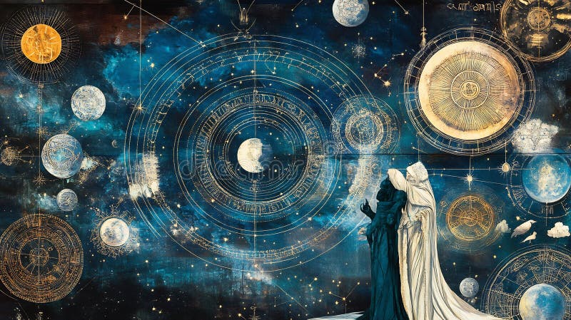 Metaphysical Celestial Patterns and Cosmic Wisdom in Vibrant Art Stock ...