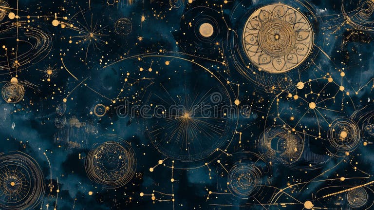 Metaphysical Celestial Patterns and Cosmic Wisdom in Vibrant Art Stock ...