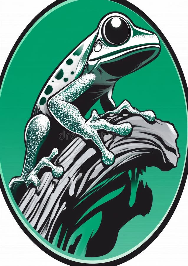 Depiction of a Cute Cartoon Frog with Large Eyes, Viewed from the Front ...