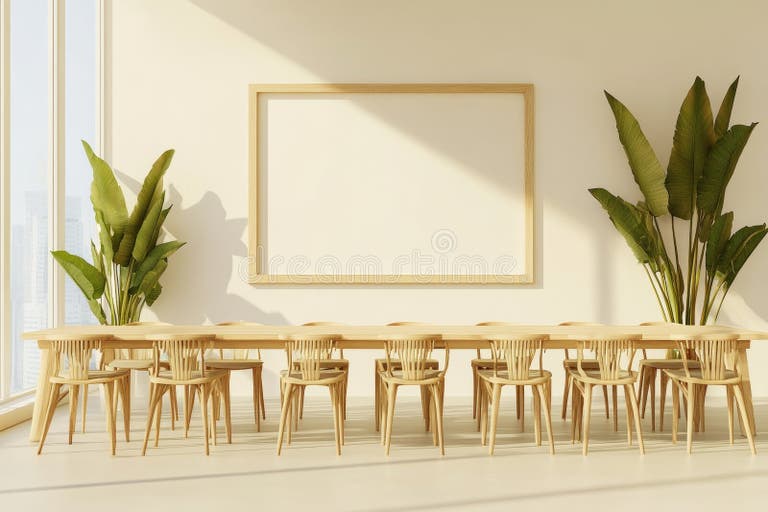 A Depiction of an Empty Meeting Room from a Perspective Angle ...