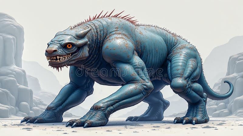 Depiction of a Frightening, Gigantic, Imaginary Creature Colored Blue ...
