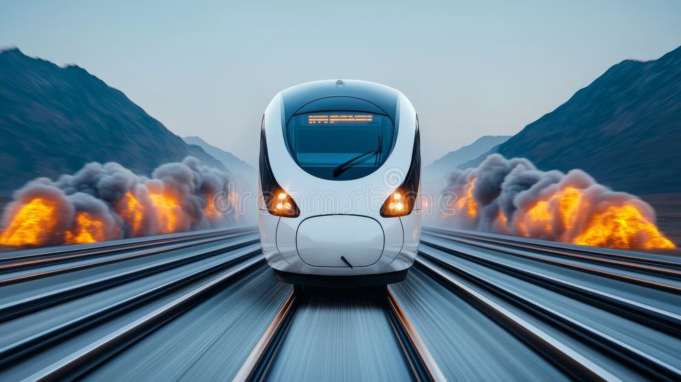 A Depiction of Futuristic Transportation Showcasing Hyperloop and High-speed Rail Networks ...