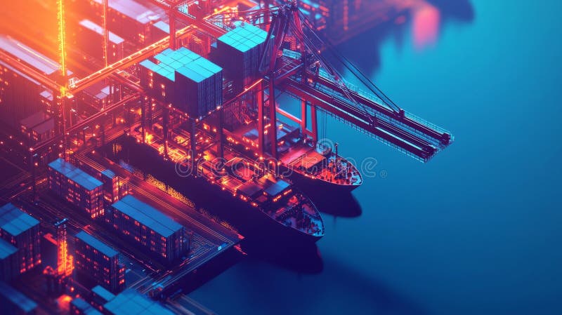 Depiction of a Global Logistics Network in Bright Hues and Stylish ...