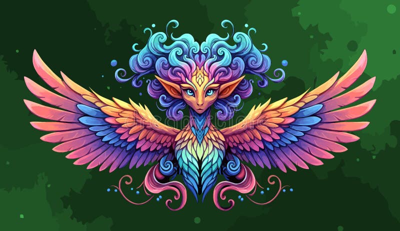 A Depiction of an Imaginary Bird with a Human-like Head. Stock ...