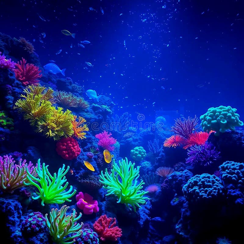 A Depiction of a Lively Reef Brimming with Colorful Stock Illustration ...