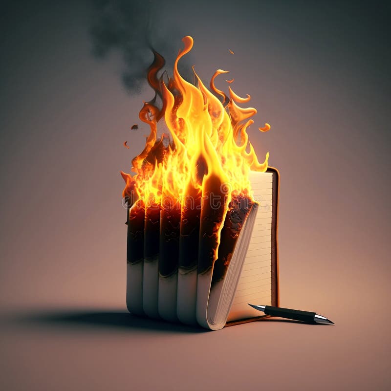 A Depiction of a Notebook on Fire. AI Stock Illustration - Illustration ...