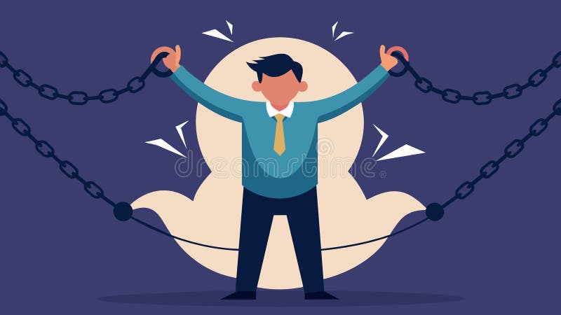A Depiction of a Person Breaking Free from Chains Representing Stress ...