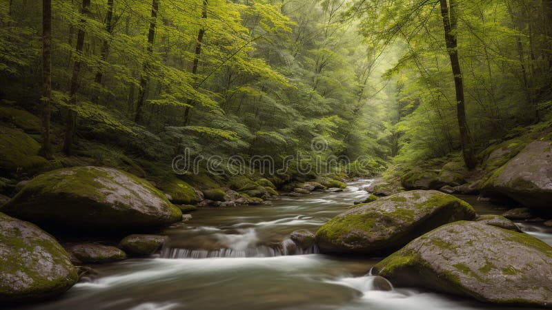 A Depiction of a Remarkable View of a Stream in a Forest AI Generative ...