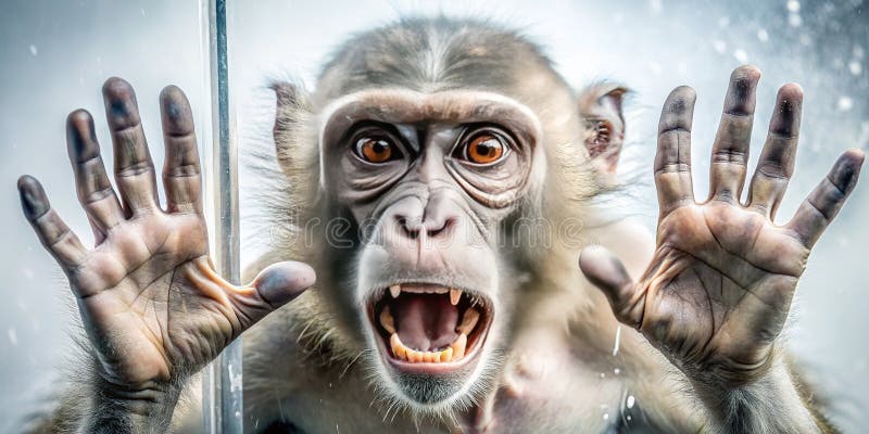 A Depictive Image of Primate Suffering CloseUp of an Angry Monkey in a ...