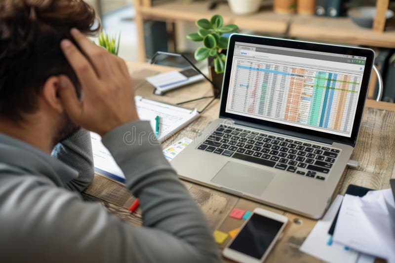 Stressed Worker Overwhelmed by Paperwork and Deadlines in Office ...