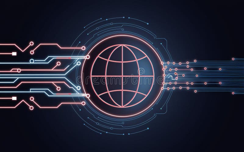 AI-generated, Globe with Interconnected Lines and Dots, , Abstract, Technology Stock ...